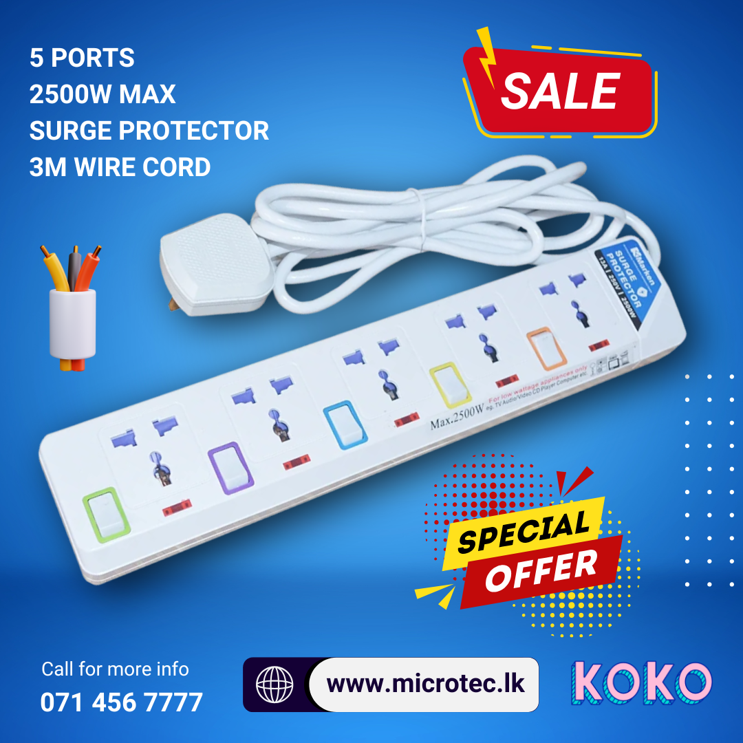 5 Port Wire Extension Cord - Price in Sri Lanka Microtec Digital Zone ...
